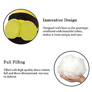 zhidiloveyou Plush Bee Stuffed Animal, Bumblebee Hug Pillow Kawaii Toy for Kids, 17.72 inch