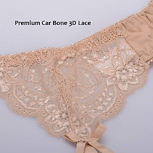 Aneliya Women's Lace Garter Belt for Thigh High Stockings(Beige)