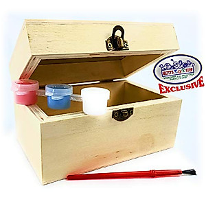 Matty's Toy Stop Design & Paint Your Own Wooden Jewelry Box Set with Mirror Jewelry Box, 3 Drawer Dresser, 4 Drawer Dresser, 3 Brushes & 9 Paints (3 Pink, 3 Blue & 3 White) Gift Set Bundle - 3 Pack