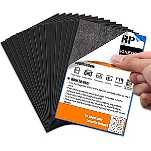 15 Pack Magnetic Sheet with Adhesive, 3.7" x 5.7" Adhesive Magnetic Sheets, Cuttable Flexible Magnetic Sheet, Displate Replacement Magnets Backing