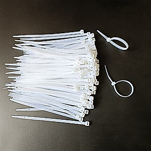 100 pcs 6 inch Cable Zip Ties Heavy Duty, Premium Plastic Wire Ties with 50 LBS Tensile Strength, Self-Locking White Nylon Cable Tie Wraps Straps for Indoor and Outdoor