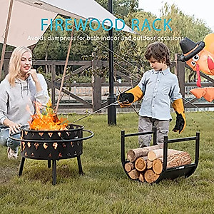 VIVOHOME 17 Inches Decorative Heavy Duty Firewood Storage Log Rack Wood Holder Indoor Outdoor Black