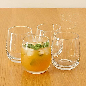 12 Ounce Stemless Wine Glasses/Whiskey Glasses/Beverage Glasses, Set of 4 Great For Drinking Wine, Whiskey or Juice, Versatile Glass Cups/Glassware Sets/Glass Tumblers