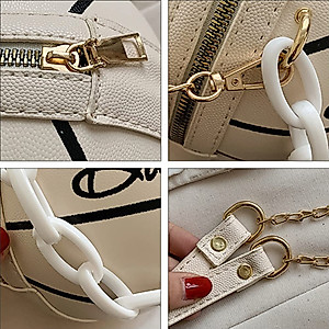 Basketball Shape Handbags Fashion PU Round Purse Tote Shoulder Bag Adjustable Strap Messenger Bag for Women Girls