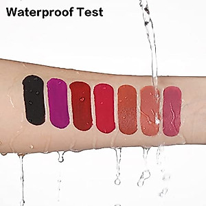 QiBest 7Pcs Matte Liquid Lipstick wiith 1Pcs Lip Plumper Makeup Set, Waterproof Lip Gloss Sets Kit Pigmented Long Lasting Velvet Lip Makeup Gift for Women and Girls