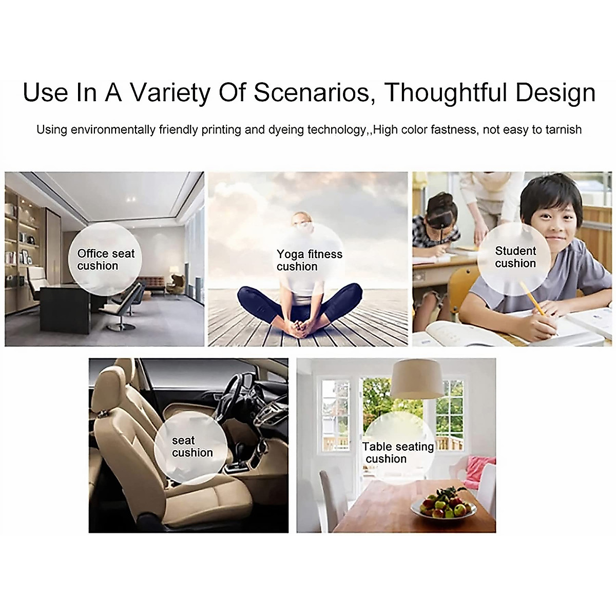 Chair Cushions for Dining Chairs 6 Pack - Thickening Style Kitchen Set of with Ties, U-Shaped Blue Flower Sofa Office Room Decor (Retro 1), 16 x 16 Inches