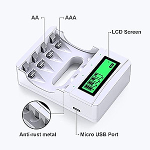 Deleepow Rechargeable AA Batteries 1.2V 3300mAh NiMh Rechargeable AA Batteries Double A Batteries 1200 Cycles 8-Pack with LCD Charger