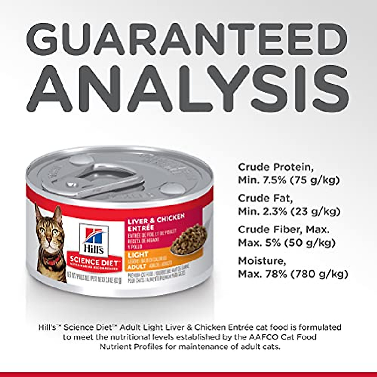 Hill's Science Diet Wet Cat Food, Adult, Light, Liver & Chicken Recipe, 2.9 oz Cans, 24 Pack