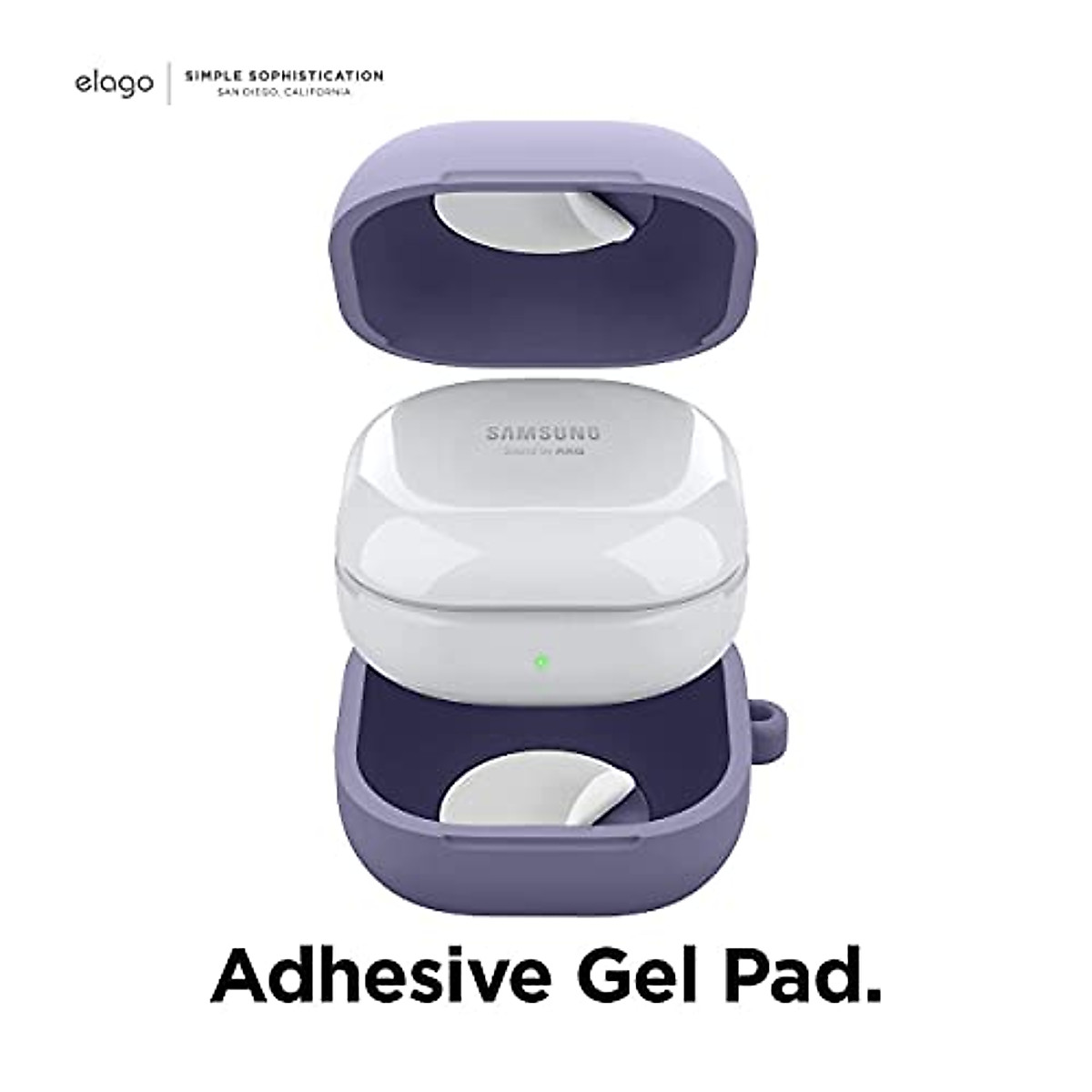 elago Silicone Hang Case Compatible with Samsung Galaxy Buds 2 Pro Case (2022) / Galaxy Buds 2 Case (2021) / Galaxy Buds Pro Case (2021) / Galaxy Buds Live Case (2020) [Lavender Grey]