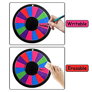 Tezam 8 Inch Heavy Duty Spinning Prize Wheel - Double-Sided 8/16 Slot Color Tabletop Roulette Wheel of Fortune, Dry Erase Spin Wheel Win The Fortune Spin Game for Carnival and Trade Show