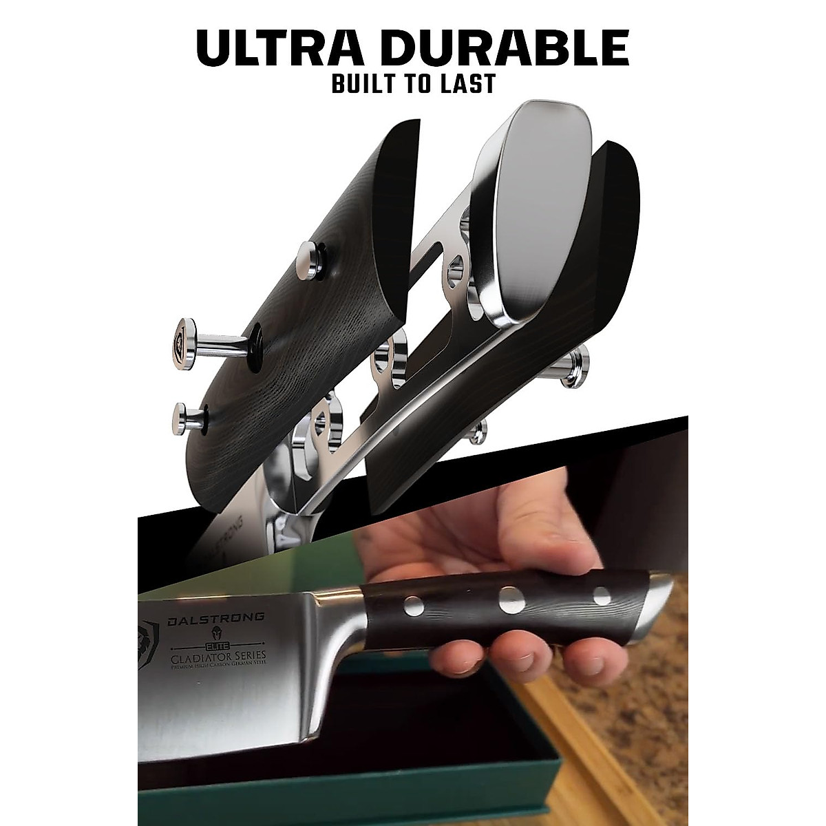 Dalstrong Chef Knife - 10 inch - Gladiator Series Elite - Forged High Carbon German Steel - Razor Sharp Kitchen Knife - Full Tang - Black G10 Handle - Sheath Included - Chef's Knife - NSF Certified