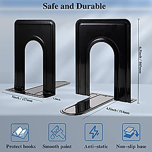 30 Pcs Metal Book Ends for Shelves, Heavy Duty Bookends for Office Home Kitchen Decorative, Nonskid Book Ends to Hold Heavy Books Black 6.5 x 5 x 5.7 in, 15 Pairs