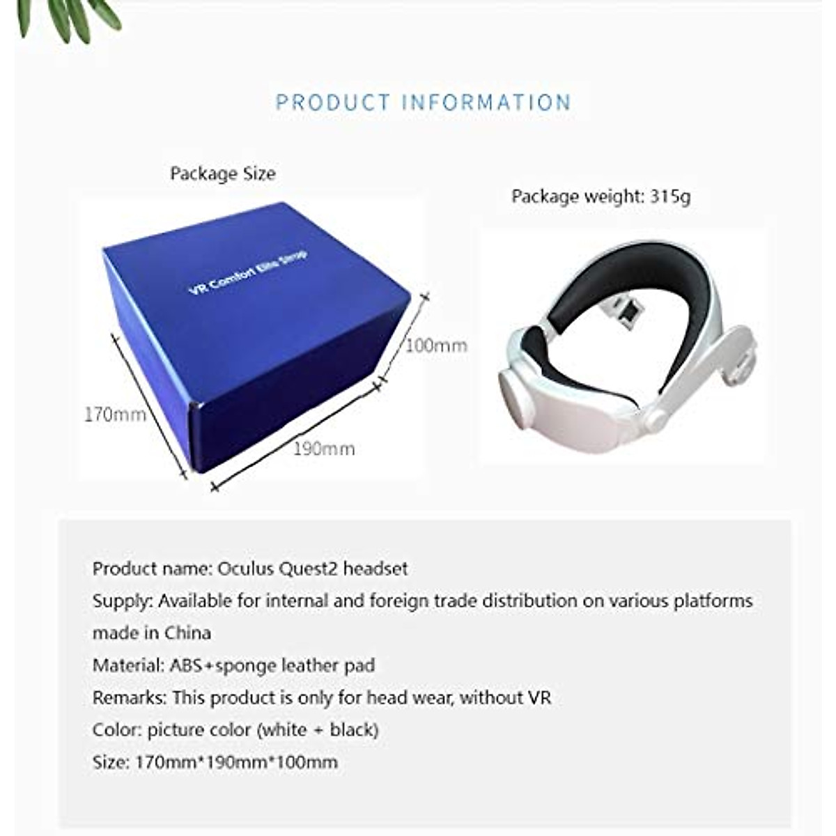 Head Strap Compatible for Oculus Quest 2, Virtual Reality Glasses Headband Adjustable Head Strap for Oculus Quest 2 VR Glasses Accessories, Comfortable Strap, Reduce Pressure