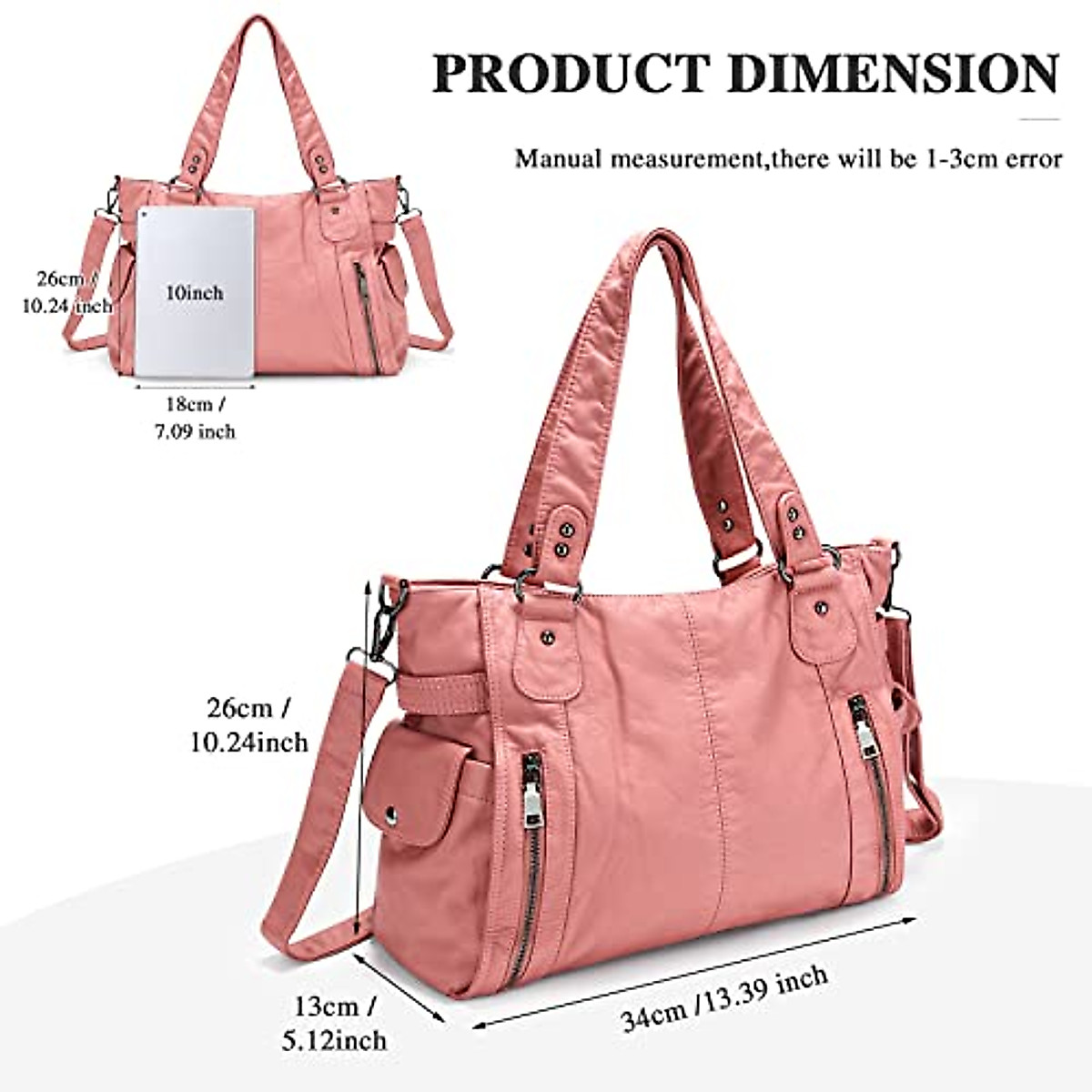 UBORSE Purses for Women Large Hobo Bags Satchel Shoulder Bag Washed PU Leather Tote Bag Top Handle Handbags
