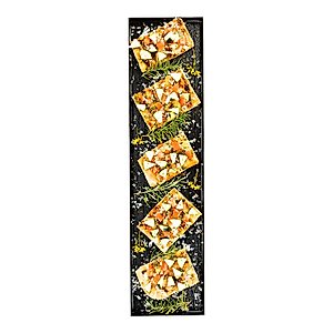 Restaurantware 23.6 x 5.9 Inch Rectangle Trays 25 Disposable Serving Platters - Faux Wood Grain Pattern With Raised Sides Black Plastic Party Trays Serve Appetizers Or Appetizers For Parties