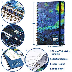 2023-2024 Planner – Jul.2023 - Jun.2024, Weekly ＆ Monthly Academic Planner 2023-2024, with Tabs, 6.4" x 8.5", Hardcover, Strong Binding, Thick Paper, Back Pocket, Elastic Closure, Inner Pocket