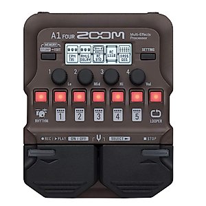 Zoom A1 FOUR Acoustic Instrument Multi-Effects Processor Pedal, Acoustic Modeling, Looper, Rhythm Section, For Guitar, Saxophone, Trumpet, Violin, Harmonica, and Upright Bass