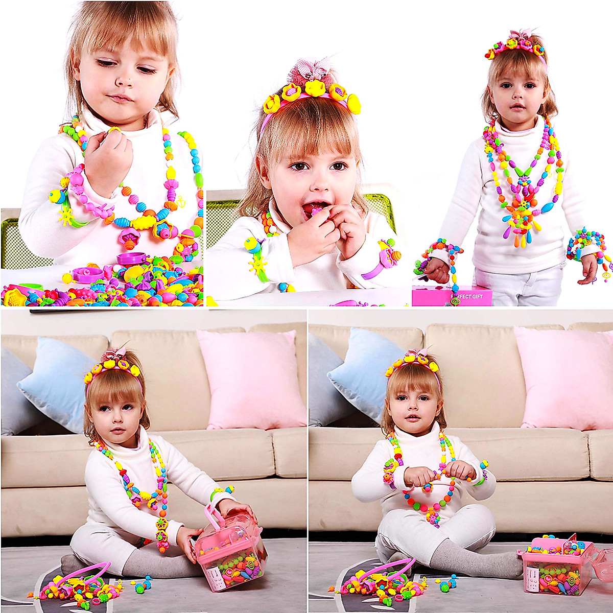 FANIMETO Pop Snap Beads,Birthday for 5-12 Year Old Girls,Arts and Crafts Toys for Girl Age4-8,DIY Jewelry Kit for Making Bracelets,Necklace,Creative Educational Toys(600pcs)