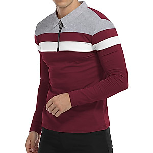 YTD Mens Classic Polo Shirt Long Sleeve Shirts Lightweight Casual Tops