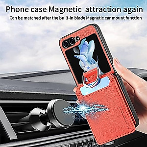protective filp case Compatible with Samsung Galaxy Z Flip 5 Wallet Case with Ring, Galaxy Z Flip 5 2023 Case with Card Holder Premium PU Leather Protective Phone Case Cover ,Slim Protection Shockproo