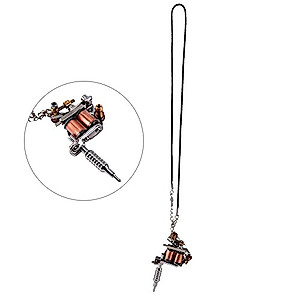 Tattoo Gun Necklace,Mini Tattoo Machine Necklace,Tattoo Supply Pendant Gift,Portable Tattoo Supply Gun Keychain Metal Alloy Key Ring