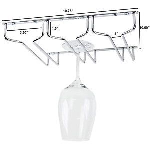 HUJI Durable Under Cabinet Stemware Rack Storage Organization (1 Pack, Chrome)