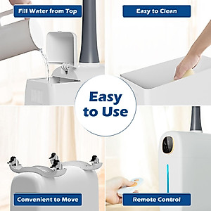 Humidifiers for Large Room Home, 6.6Gal/25L Large Humidifier Whole House Humidifier 3000 sq.ft, Cool Mist Top Fill Floor Commercial and Industrial Humidifiers, 360° Nozzle Sets, 3 Speed, Remote