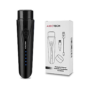 ARECTECH Mini Portable Shaver Pocket Razors Electric Razor for Men USB Rechargeable LED Battery Display Best for Travel Shaves Touch Up Shaves Cordless Black