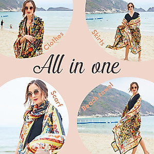 DANA XU 100% Mulberry Satin Silk Summer Travel Scarf Extra Large Women Floral Shawl Oversize Soft Wraps For Evening Dresses