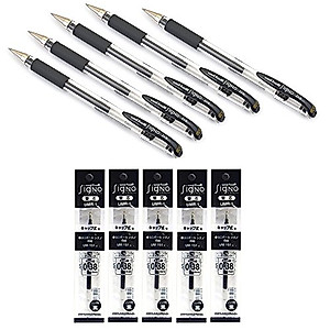 Very smooth! Uni-ball Signo Dx UM-151 Gel Ink Pen - 0.38 mm x 5 Pcs – Black with 5 Reffils