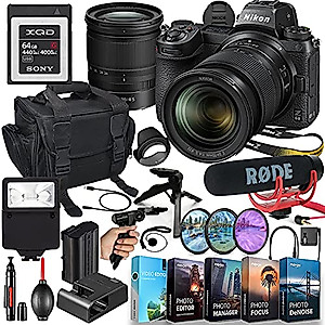 Nikon Intl., Nikon Z6II 24-70mm Lens MFR #1663 Video Makers Bundle - Rode Video Mic Go + 64GB XQD Memory + Flash, Bag, Tripod, HD Filters, Video/Photo Editing Software Package & More, Z6 II (Renewed)
