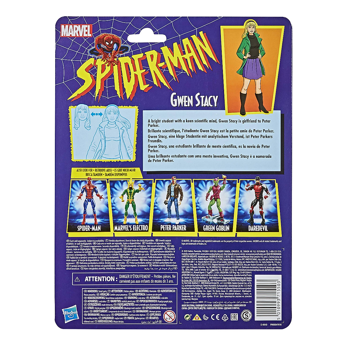 Spider-Man Hasbro Marvel Legends Series 6-inch Collectible Gwen Stacy Action Figure Toy Retro Collection