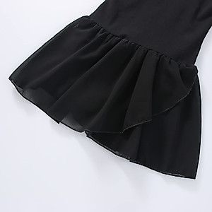vivifayee Girls Ballet Leotards Dance Tutu Dress with Chiffon Bow Skirted Outfit X-Black