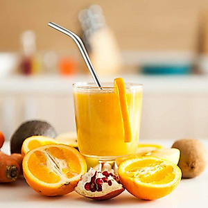 ANNVCHI 16 Pack of Reusable Stainless Steel Metal Straws, 8 Straight + 8 Bent 8.5 inch Metal Straws with 2 Cleaning Brushes, Straw Compatible with 20oz Stanley Cup