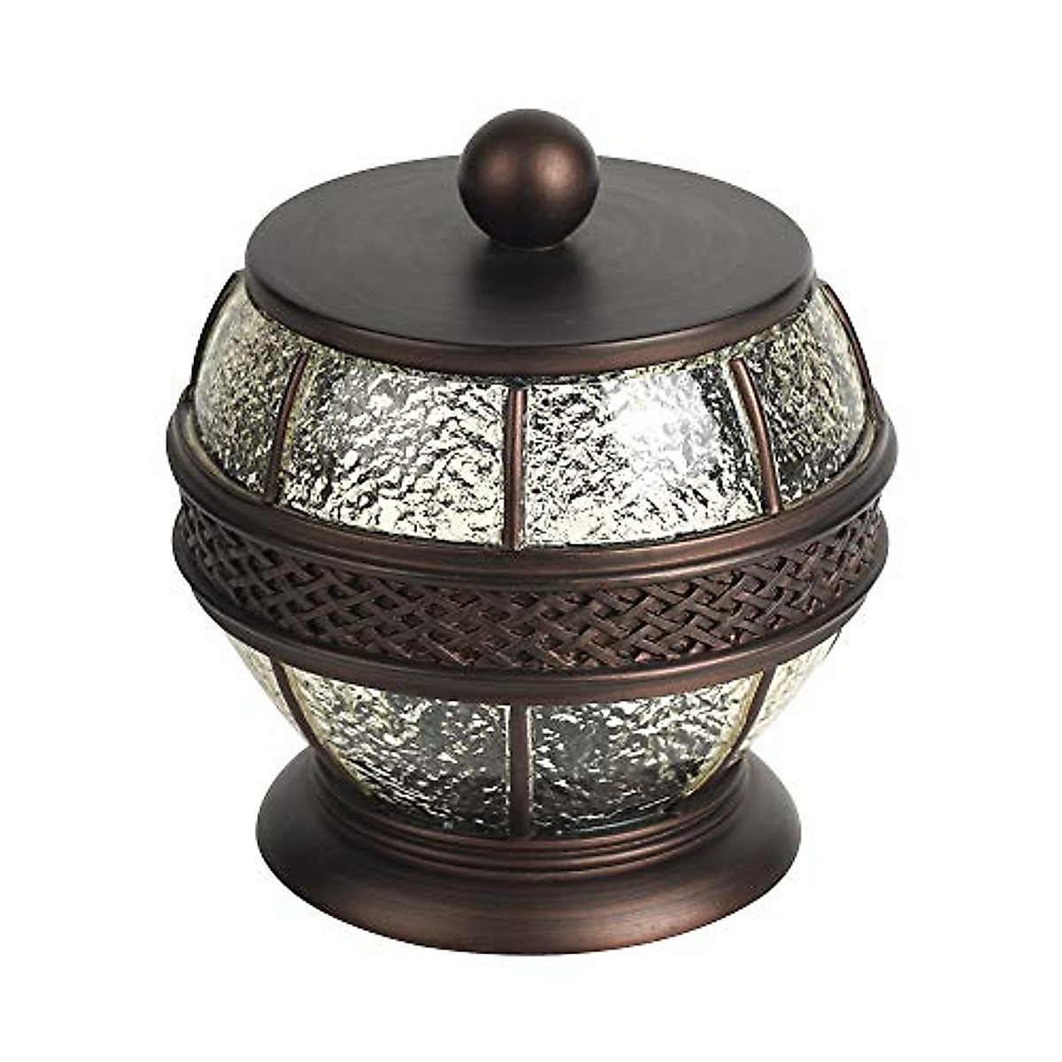 nu steel Resin Crackled Ice Bathroom Vanity Countertop Storage Organizer Canister Jar for Cotton Swabs, Rounds, Balls, Makeup Sponges, Bath Salts - Oil Rubbed Bronze