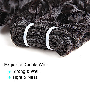 Malaysian Water Wave Bundles with Closure 12A Bundles Human Hair Ocean Wave Wet & Wavy Human Hair Bundles with Lace Closure 100% Human Hair Extensions Remy Hair Bundles (8 8 8+8inch)