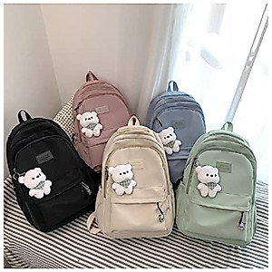 Cute Backpack Kawaii Backpack Aesthetic Supplies Cute Aesthetic Backpack for College Laptop Travel Supplies (Beige White)