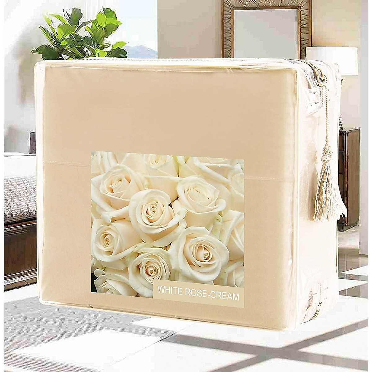 Elegant Comfort Luxury Duvet Cover Set on Amazon Wrinkle-Free 1500 Thread Count Egyptian Quality 3-Piece Duvet Cover Set - Flowers Collection Full/Queen, Cream