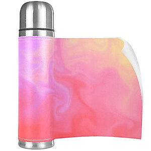 Stainless Steel Leather Vacuum Insulated Mug Psychedelic Thermos Water Bottle for Hot and Cold Drinks Kids Adults 16 Oz