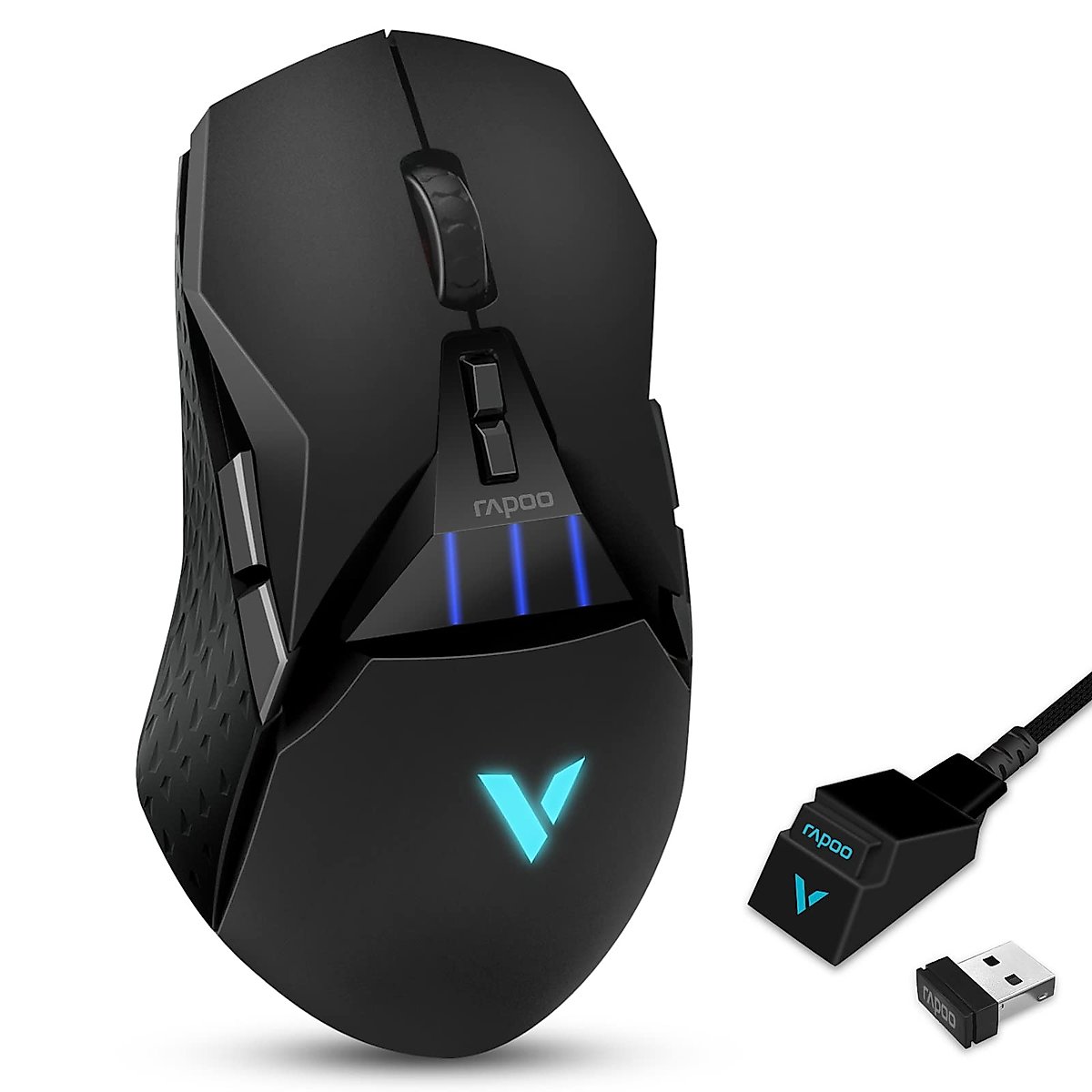 Rapoo Wireless Gaming Mouse, 5000 DPI Wired/Wireless RGB Gamer Mouse with 11 Programmable Buttons 5 Profiles Store, Rechargeable Pro Optical Sensor Mice for Windows PC Laptop Gamers