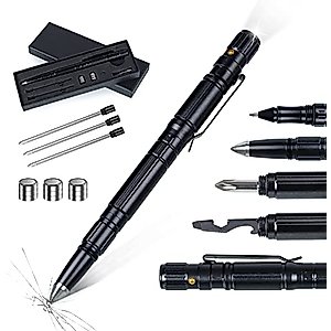 QEZEZA Gifts for Men Dad Him, 8 in 1 Multitool Pen Set, Cool Gadgets for Men Gifts, Unique Mens Gifts for Valentines Day Christmas, Black
