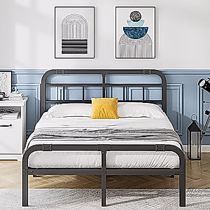 Artimorany Full Bed Frame with Headboard and Footboard, 14 Inch High, 3500 Pounds Heavy Duty Metal Slats Support for Mattress, No Box Spring Needed, Noise-Free, Black