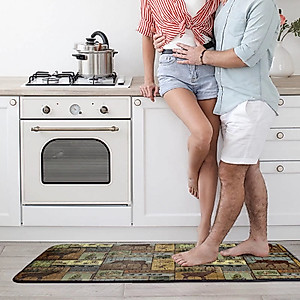 Rustic Moose Deer Kitchen Rugs and Mats Washable Memory Foam Cabin Non Skid Kitchen Mats Under Sink Farmhouose Kitchen Comfort Floor Mats Kitchen Decor for Bathroom Carpet 39" X 20"