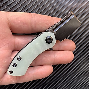 KANSEPT Knives Mini Korvid Cleaver Mini Pocket Knife Jade G10 Handle Kydex Sheath