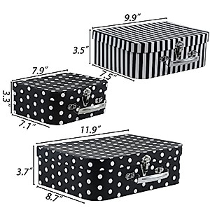 ROUIST Paperboard Suitcases Set of 3 Decorative Storage Boxes With Lids,Cardboard Boxes for Home Decoration, Wedding, Birthday Gift (Black)