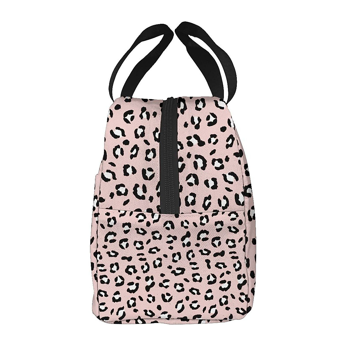 JSHXJBWR Pink Leopard Skin Pattern Portable Lunch Bag For Women Men Pink Insulated Cooler Tote Bag Reusable Lunch Box For Travel/Picnic/Work/Hiking/Office