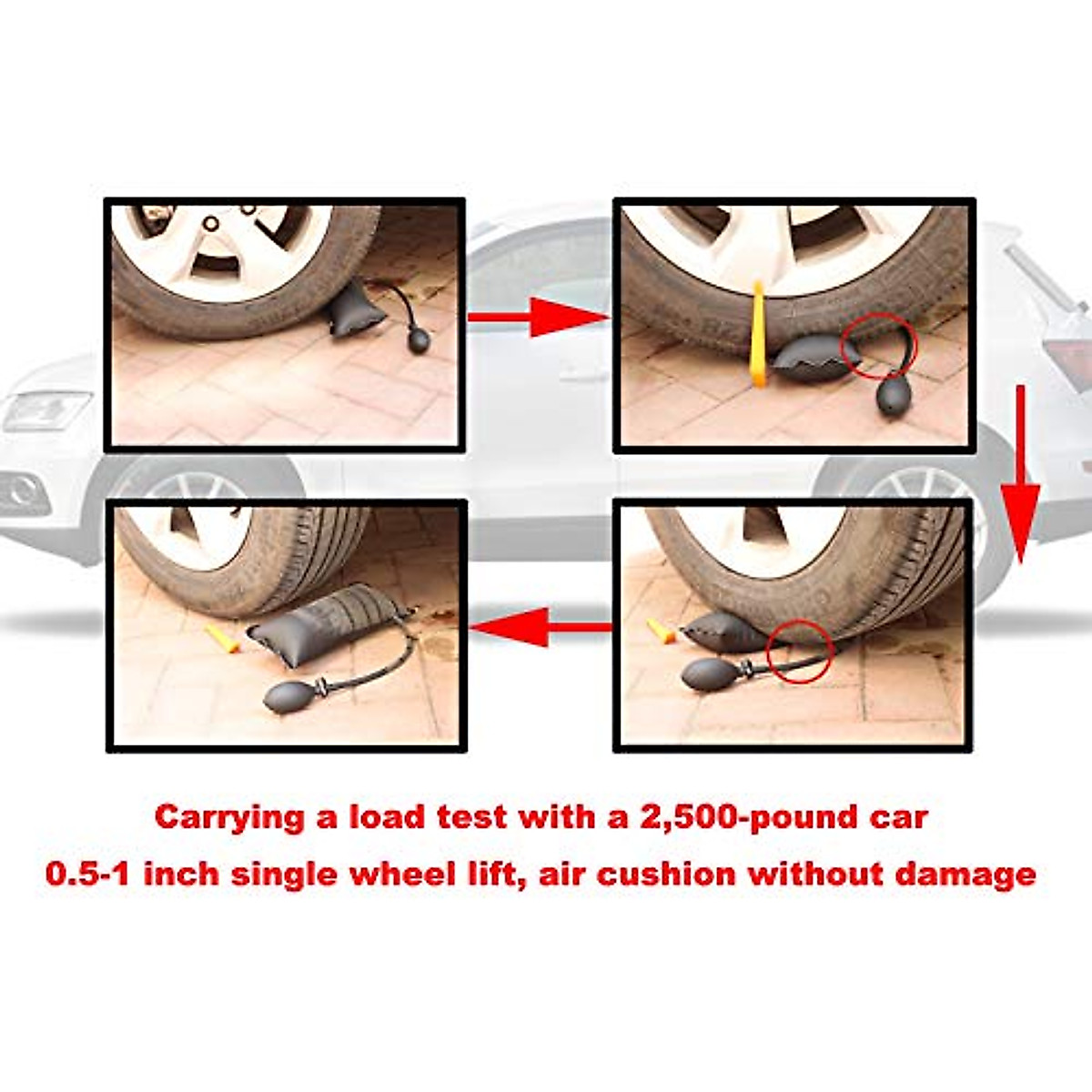 IMPROVED 3 Piece Commercial Grade Air Wedge Bag Pump Professional Leveling Kit & Alignment Tool Inflatable Shim Bag. 3 Sizes(Small, Medium, Large) for a Variety of Jobs. 300 LB Rating