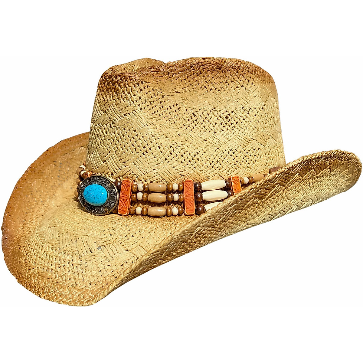 Western Outback Cowboy Hat Men's Women's Style Straw Felt Canvas (Western Brown)