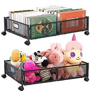 Pack of 2 Under Bed Storage Containers, Foldable Storage Organization with Handles Under Bed Storage Bins Drawer