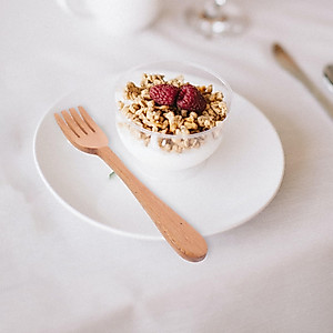 Kichvoe Small Wood Flatware Sets Wooden Spoon Fork Cutter Cutlery Set Salad Forks Camping Dinner Food Utensil Tableware for Boys Girls